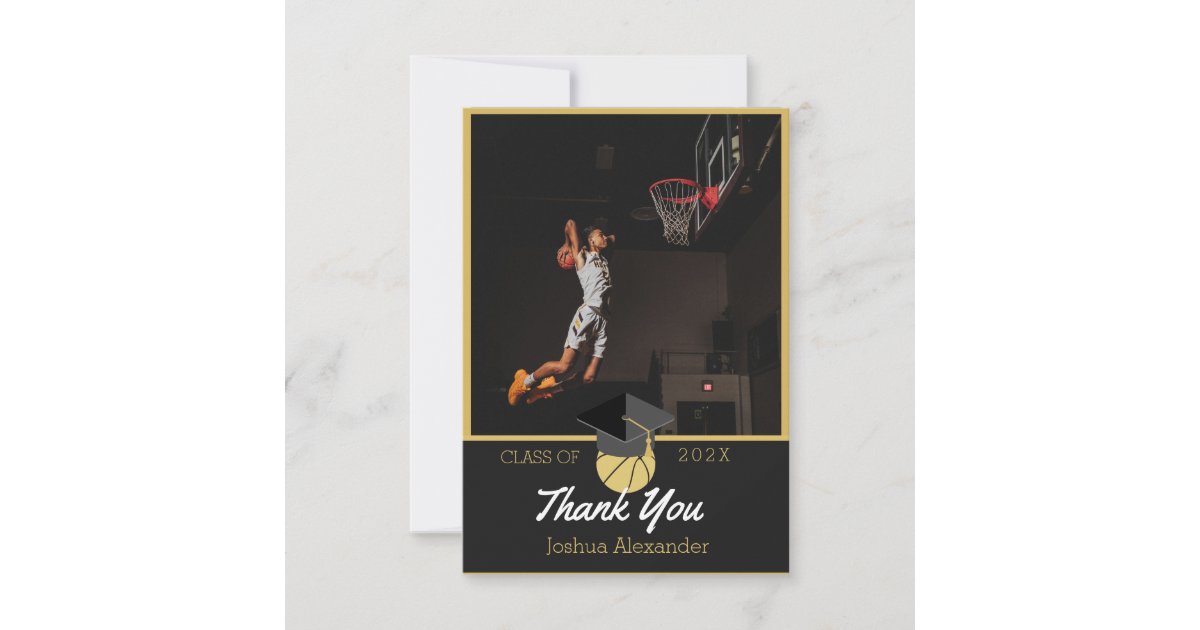 Basketball player Modern Photo graduation class of Thank You Card | Zazzle