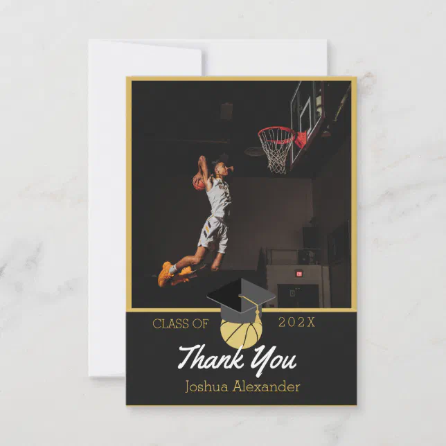 Basketball player Modern Photo graduation class of Thank You Card | Zazzle