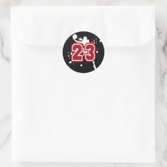 BASKETBALL PLAYER NUMBER 23 CLASSIC ROUND STICKER | Zazzle