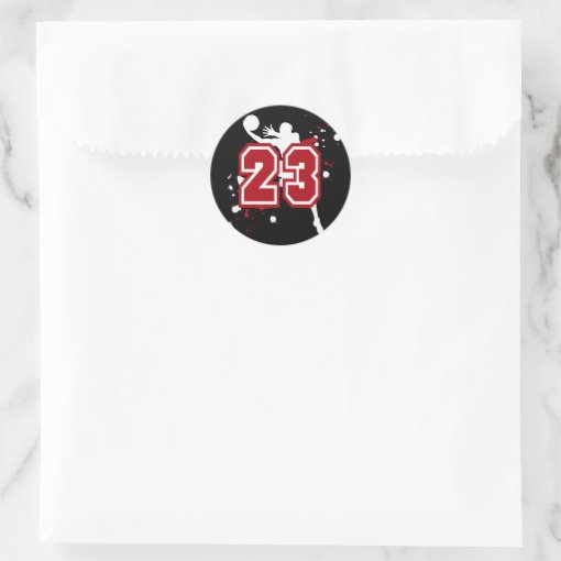 BASKETBALL PLAYER NUMBER 23 CLASSIC ROUND STICKER | Zazzle