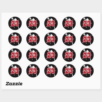 BASKETBALL PLAYER NUMBER 23 CLASSIC ROUND STICKER | Zazzle