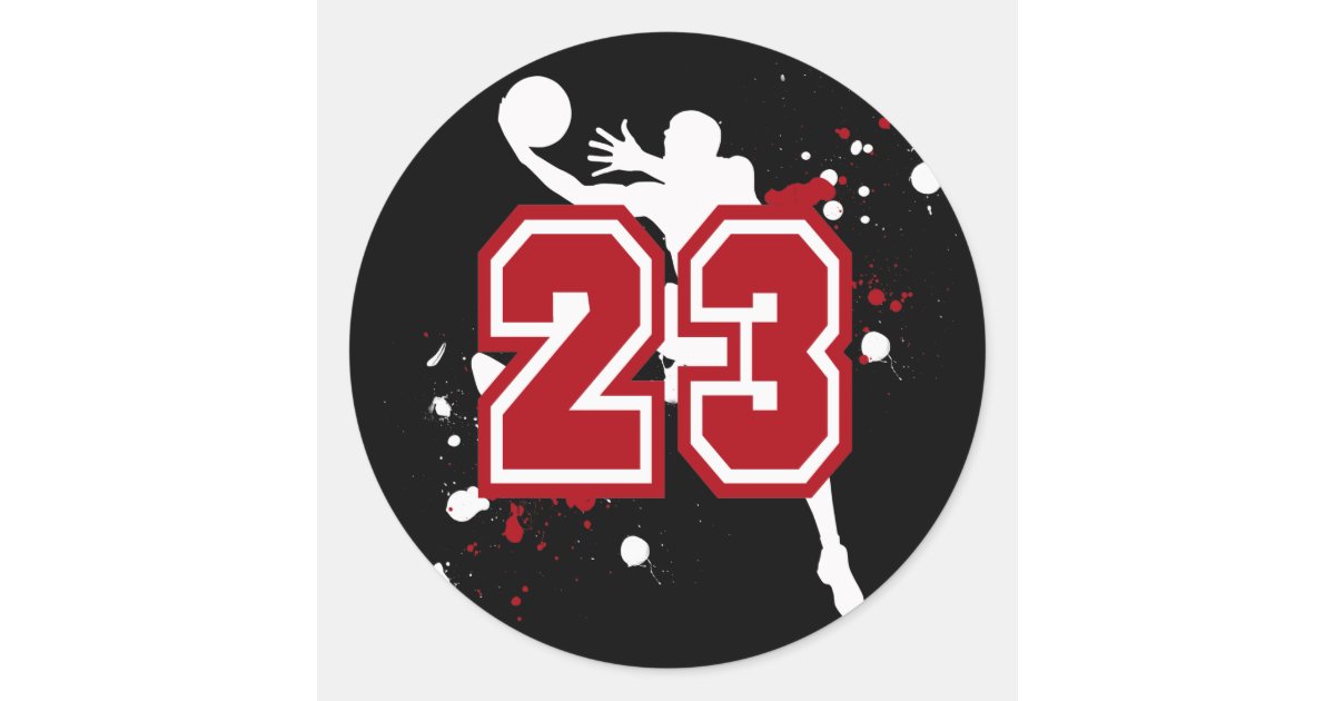 BASKETBALL PLAYER NUMBER 23 CLASSIC ROUND STICKER | Zazzle