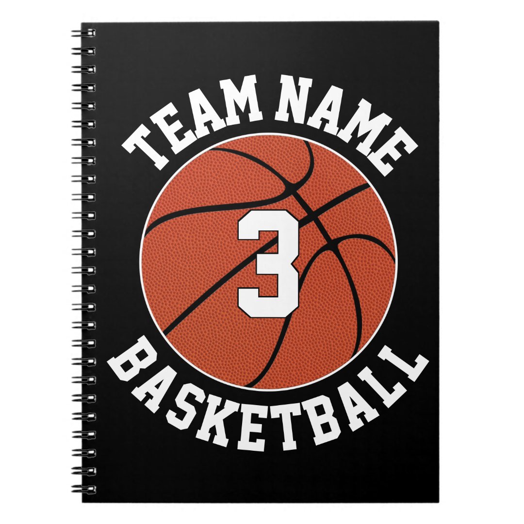 Basketball Player Number & Team Name Sports School Notebook | Zazzle