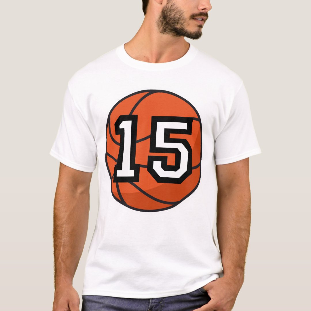 Basketball Player Uniform Number 15 Gift T-Shirt | Zazzle