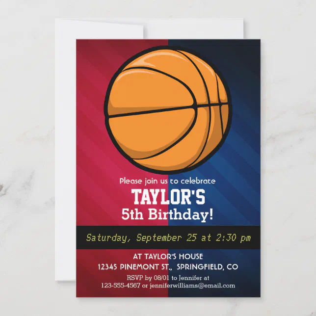 Basketball; Red, White, and Blue Invitation | Zazzle