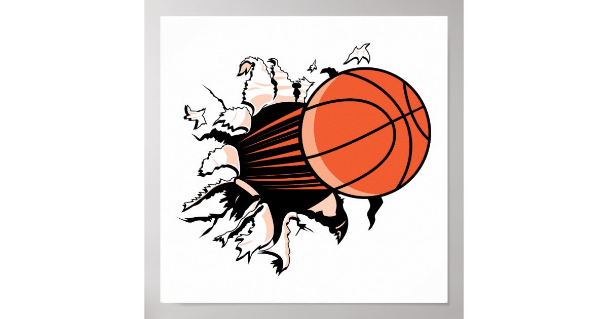 basketball ripping through poster | Zazzle