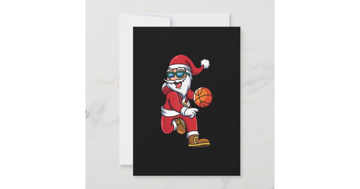 Basketball Santa Christmas Dunk Cool Sport X-Mas P Invitation | Zazzle