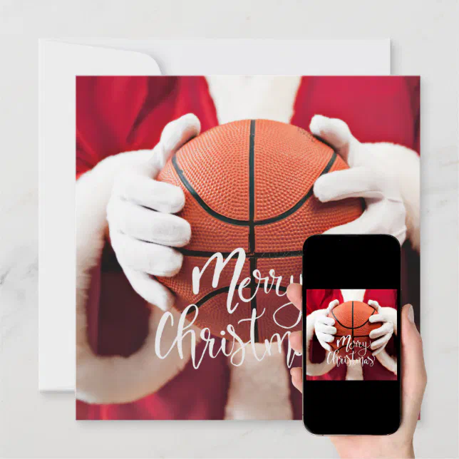 Basketball Santa Claus is playing with Christmas Card | Zazzle