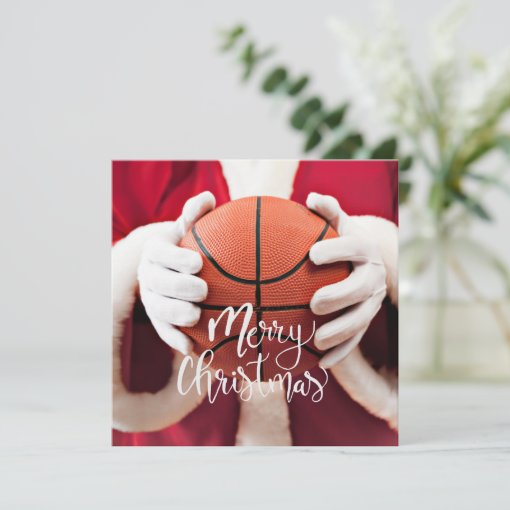 Basketball Santa Claus is playing with Christmas Card | Zazzle