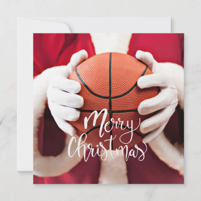 Basketball Santa Claus is playing with Christmas Card | Zazzle