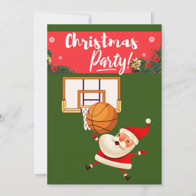 Basketball Santa Claus is playing with Christmas Invitation | Zazzle