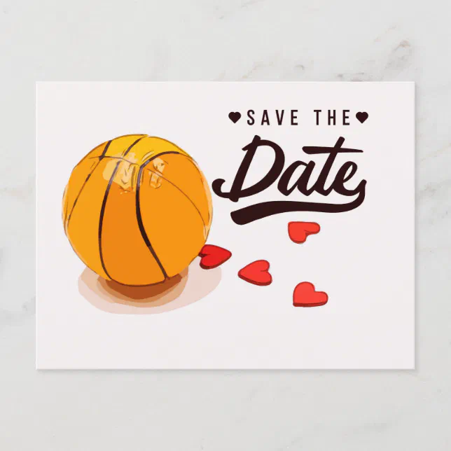 Basketball Save the Date Wedding Invitation Postcard | Zazzle