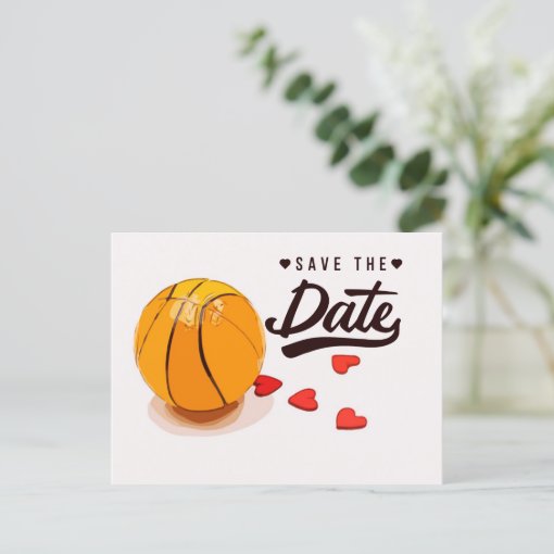 Basketball Save the Date Wedding Invitation Postcard | Zazzle