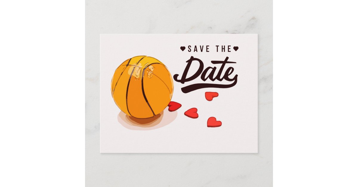 Basketball Save the Date Wedding Invitation Postcard | Zazzle