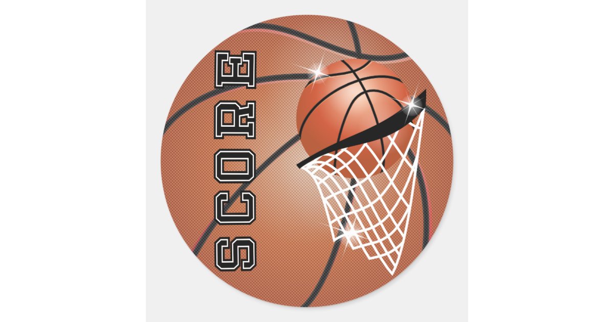 Basketball Score in Orange Brown Classic Round Sticker | Zazzle