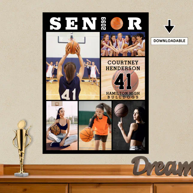 Basketball Senior Graduation 6 Photo Collage Poster | Zazzle