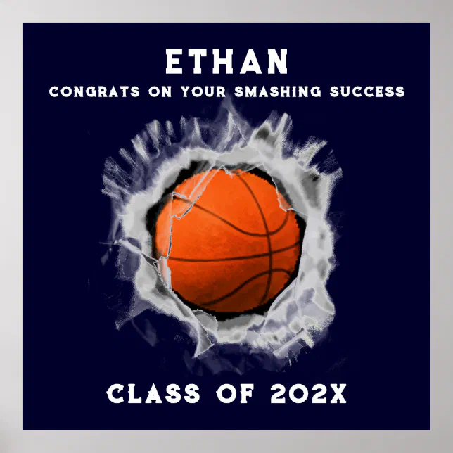 Basketball Senior Graduation Congrats Poster | Zazzle