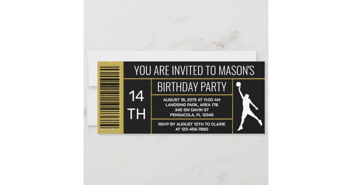 Basketball Shoe Box Label Birthday Party Invitation | Zazzle