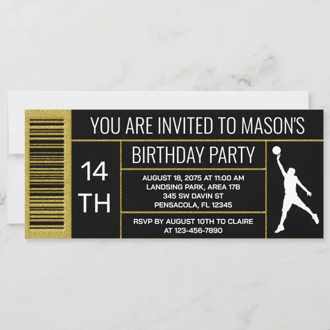 Basketball Shoe Box Label Birthday Party Invitation | Zazzle