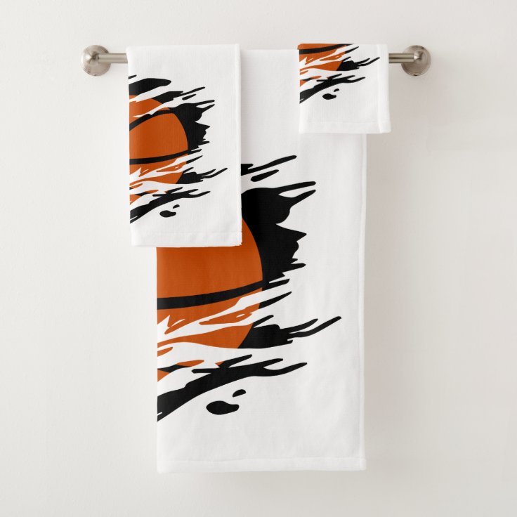 Basketball Shredded Illustration Bath Towel Set | Zazzle