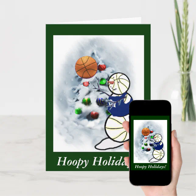 Basketball Snowman Christmas Holiday Card | Zazzle