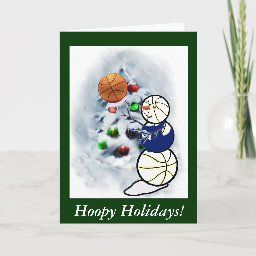 Basketball Snowman Christmas Holiday Card | Zazzle