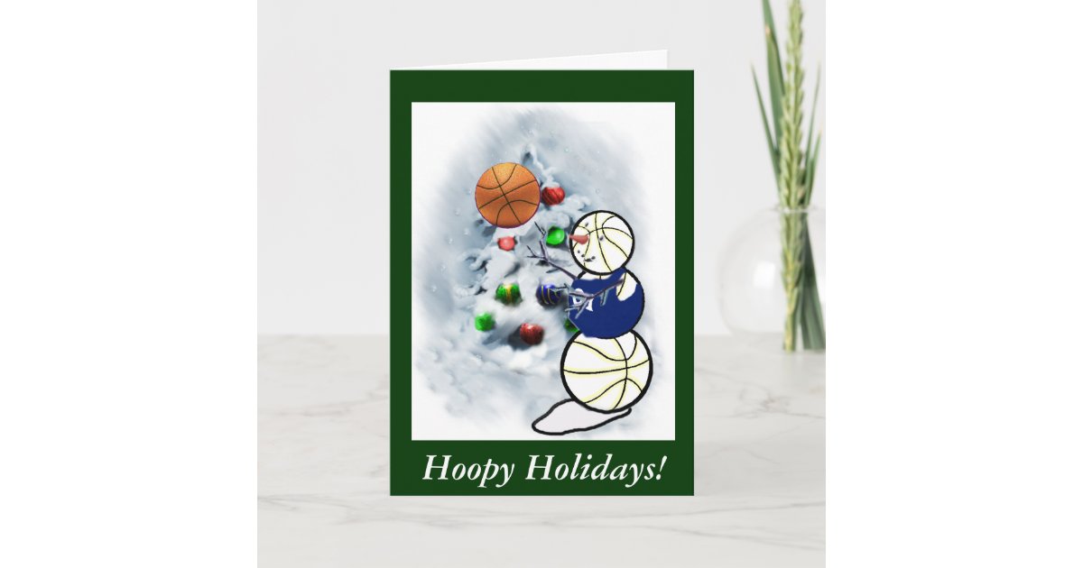 Basketball Snowman Christmas Holiday Card | Zazzle