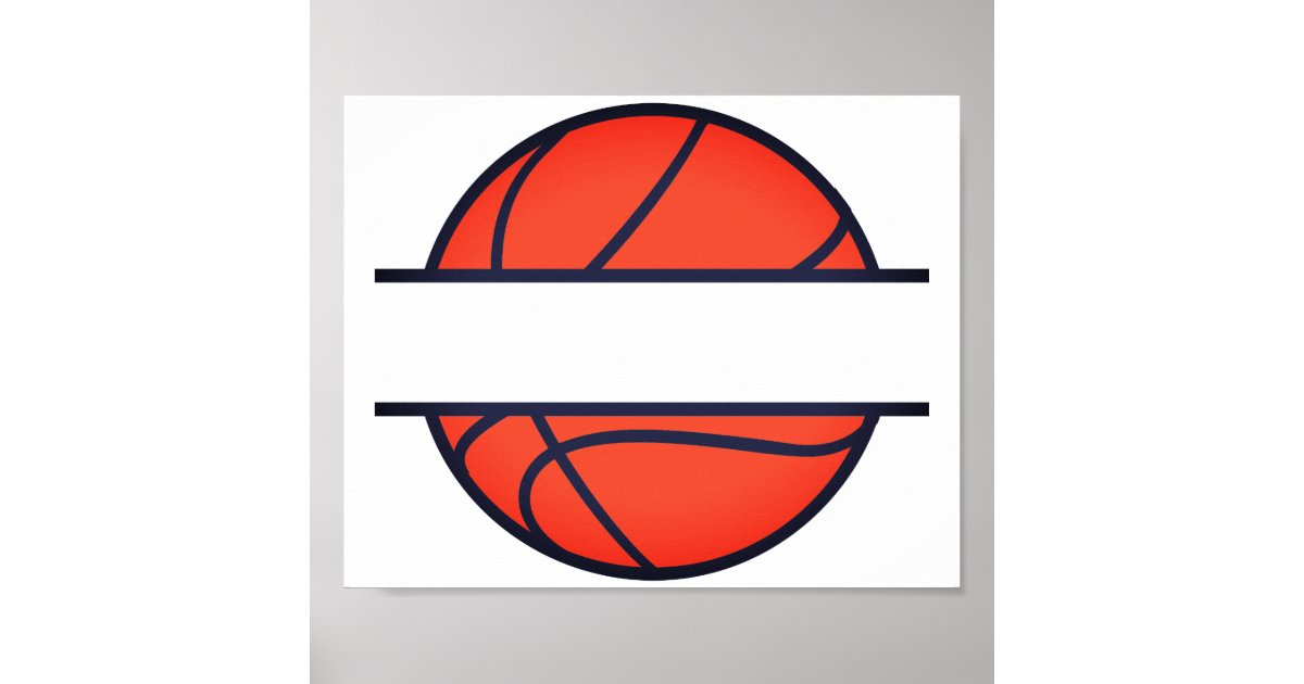 Basketball Split Monogram Poster | Zazzle