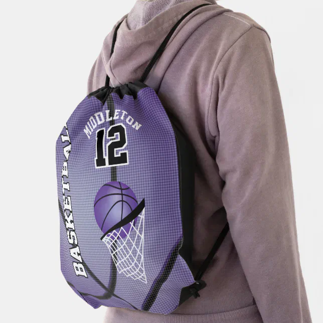 Basketball Sport Design - Purple Drawstring Bag | Zazzle