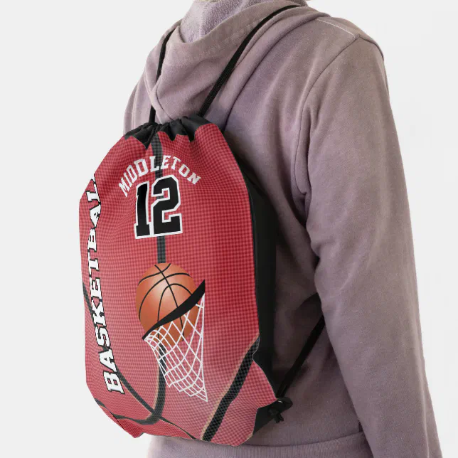 Basketball Sport Design - Red Drawstring Bag | Zazzle
