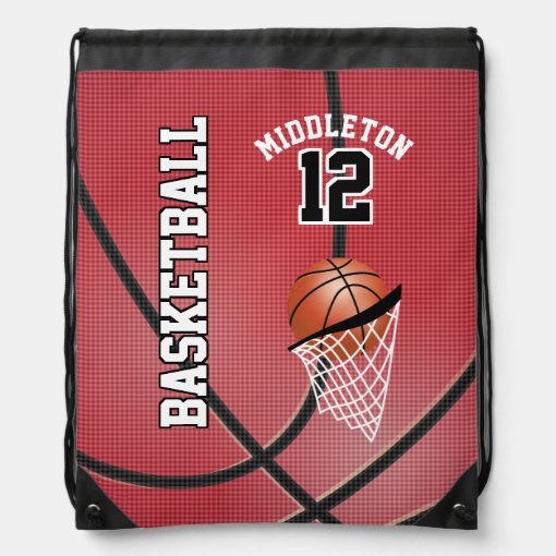Basketball Sport Design - Red Drawstring Bag | Zazzle