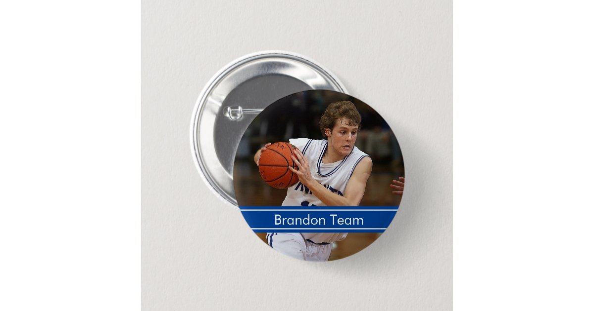 Basketball Sport Photo Button | Zazzle