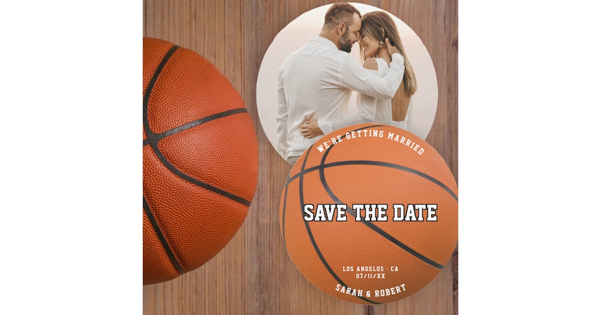 Basketball Sport Photo Wedding Save The Date | Zazzle