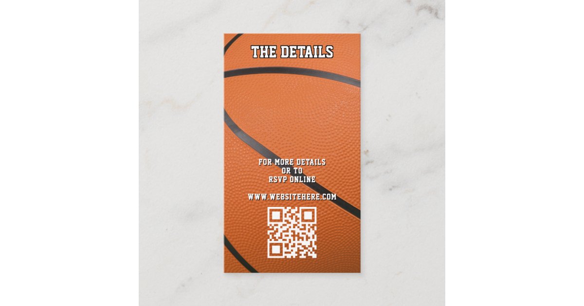 Basketball Sport QR Code Wedding Details Enclosure Card | Zazzle