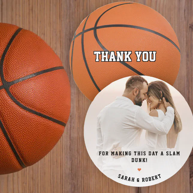 Basketball Sport Slam Dunk Photo Wedding Thank You Card | Zazzle