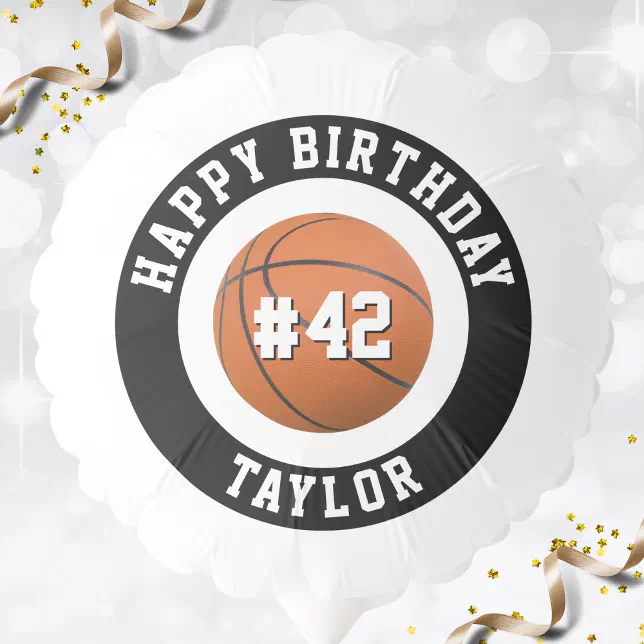 Basketball Sport Team Player Name Happy Birthday Balloon | Zazzle