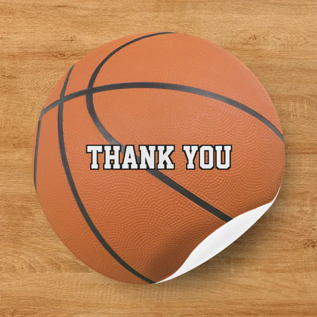 Basketball Sport Thank You Classic Round Sticker | Zazzle