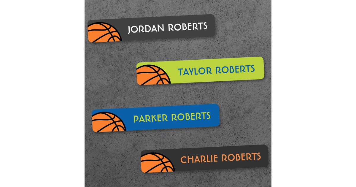 Basketball sports custom name fabric clothing labels | Zazzle
