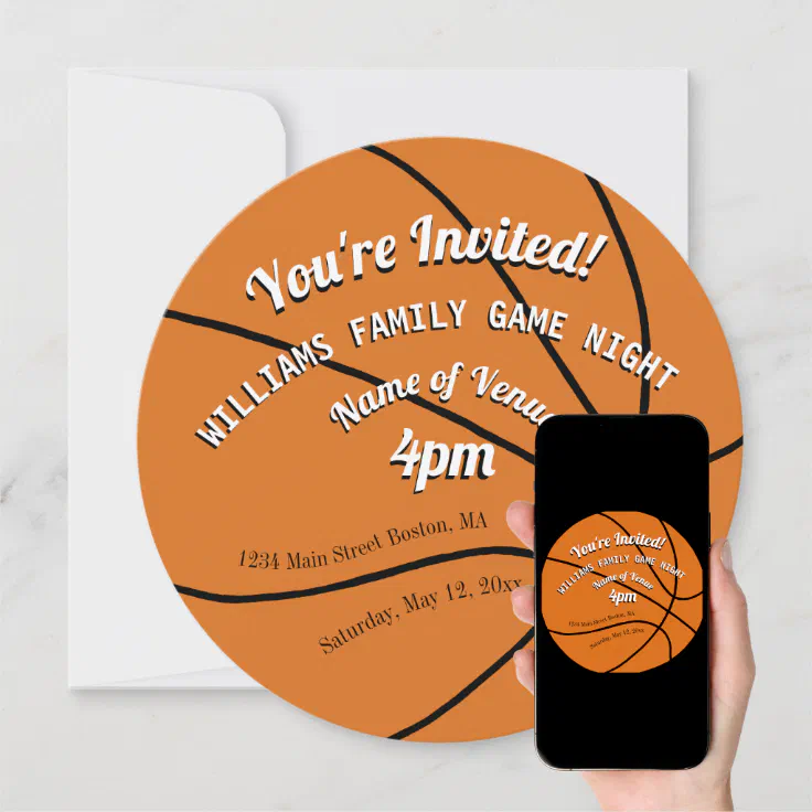 Basketball Sports Family Game Night Invitation | Zazzle