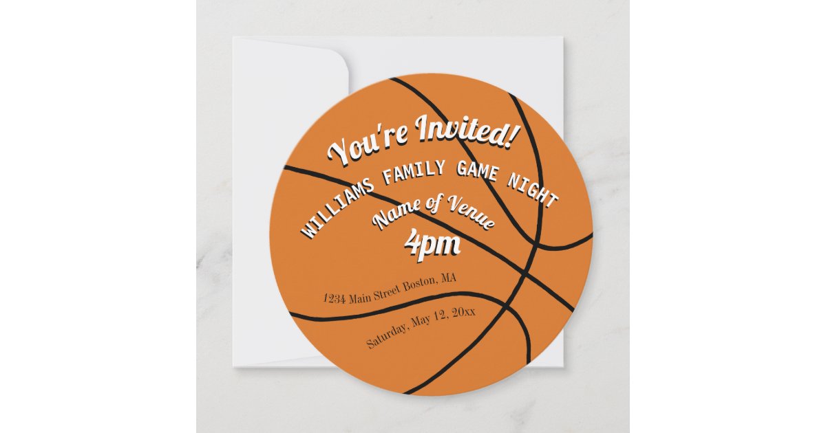 Basketball Sports Family Game Night Invitation | Zazzle