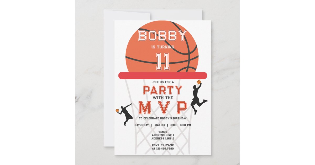 Basketball Sports Jumpman Theme White MVP Birthday Invitation | Zazzle