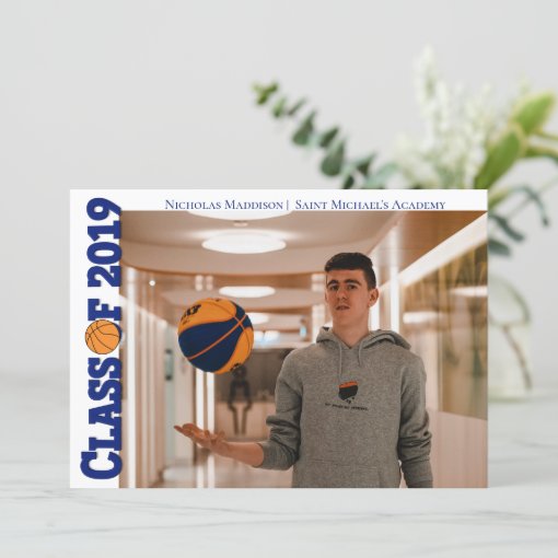Basketball Sports Photo Graduation Party Invitation | Zazzle
