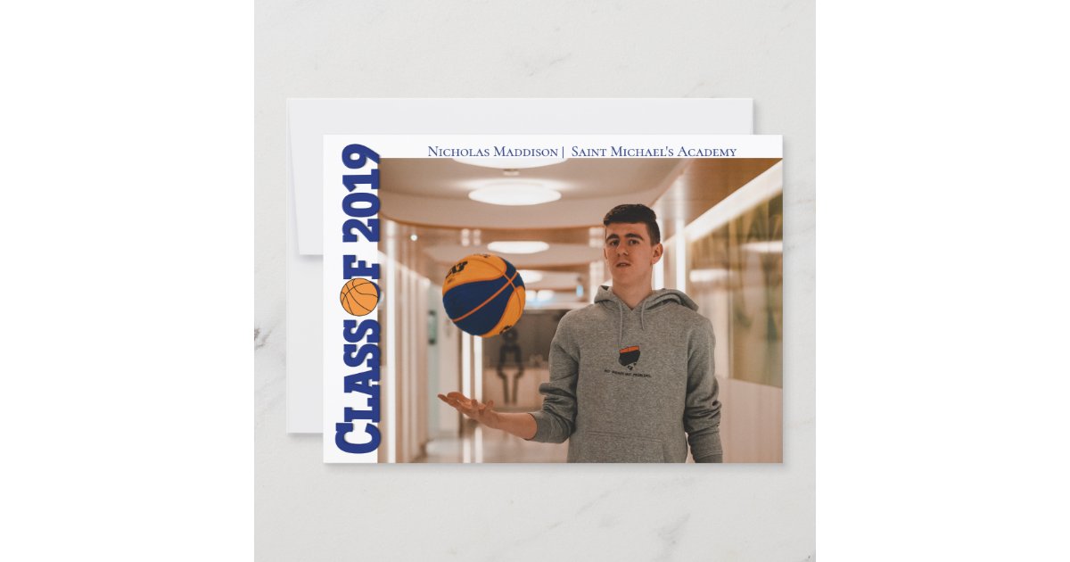 Basketball Sports Photo Graduation Party Invitation | Zazzle