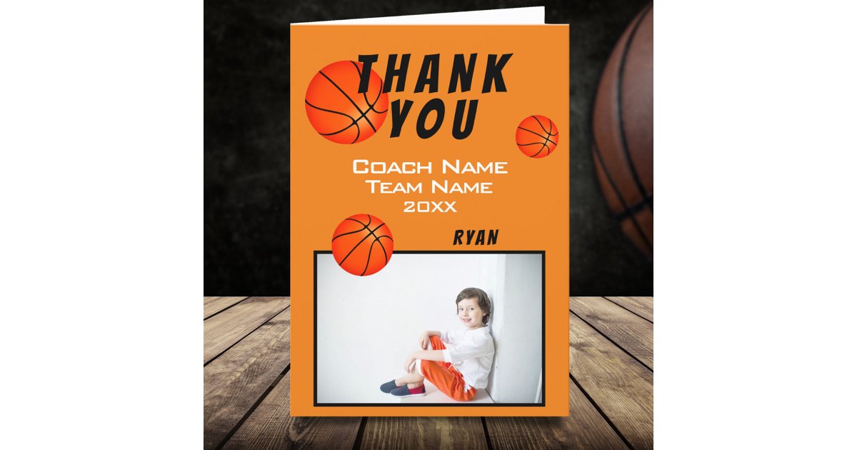 Basketball Sports Thank you Coach Card | Zazzle