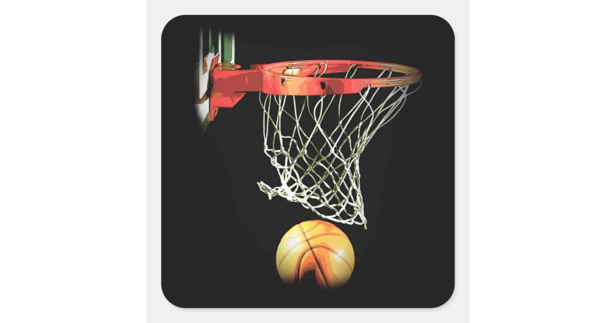 Basketball Square Sticker | Zazzle