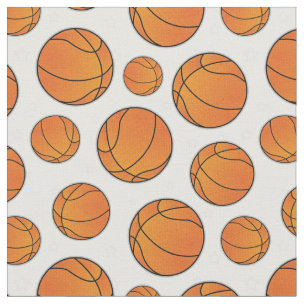 Basketball Pattern White Background Fabric | Zazzle