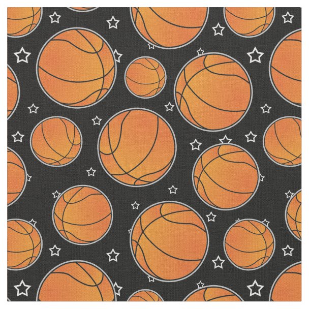 Basketball Pattern White Background Fabric | Zazzle
