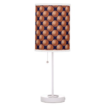 Basketball Table Lamp, Dark Blue Background Table Lamp | Zazzle