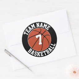 Basketball Team Name and Player Number Custom Classic Round Sticker ...