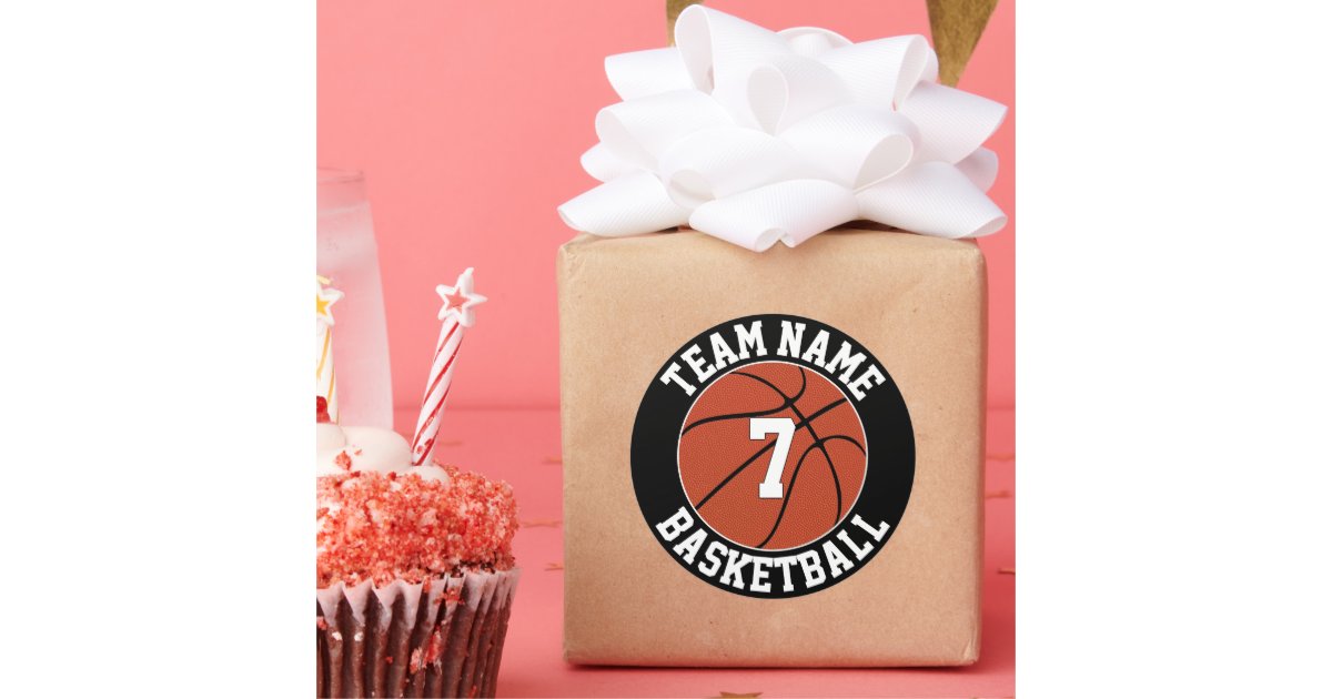 Basketball Team Name and Player Number Custom Classic Round Sticker ...